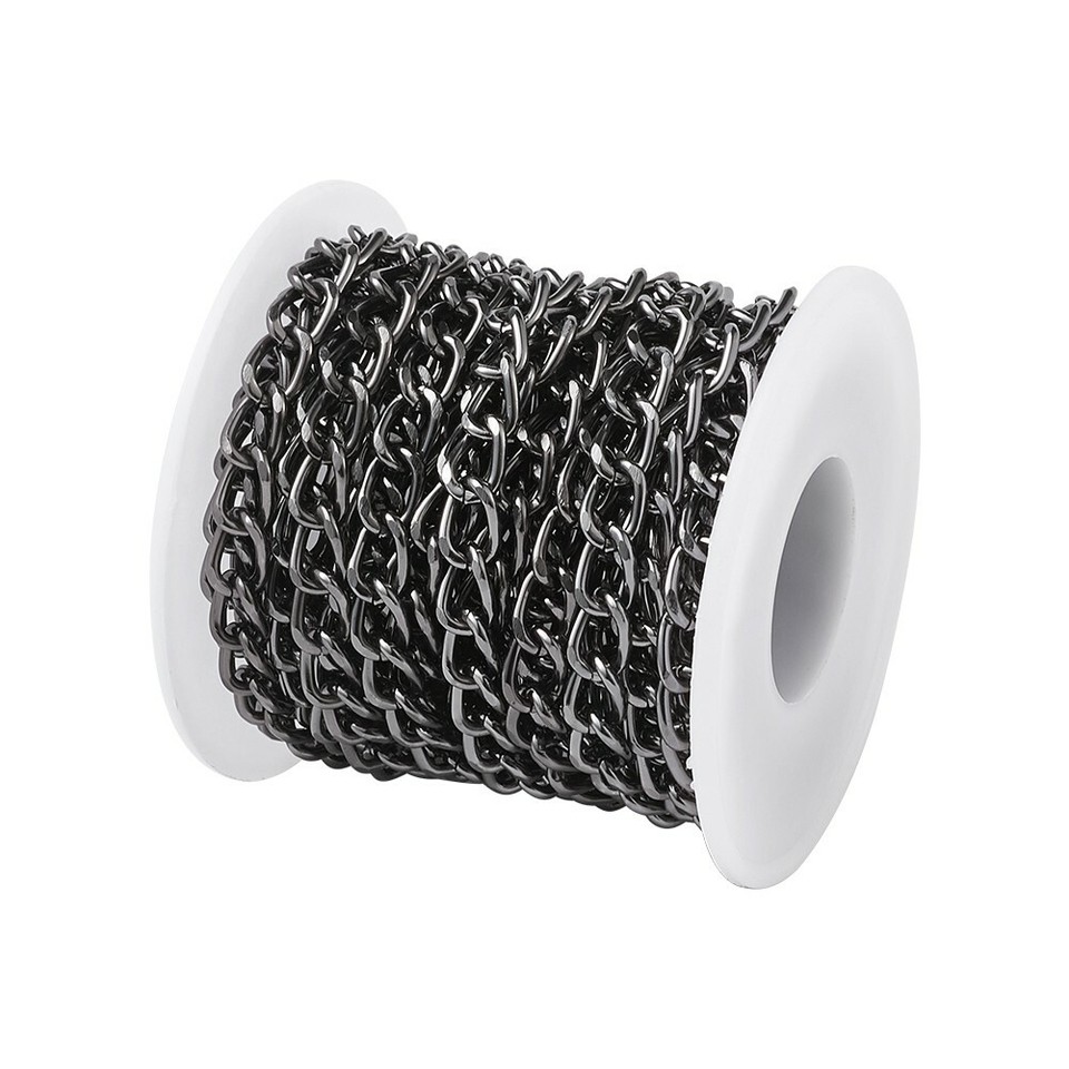 1 Roll 16.4Ft Aluminum Twist Curb Cross Chain Black Unwelded Link Chain ...