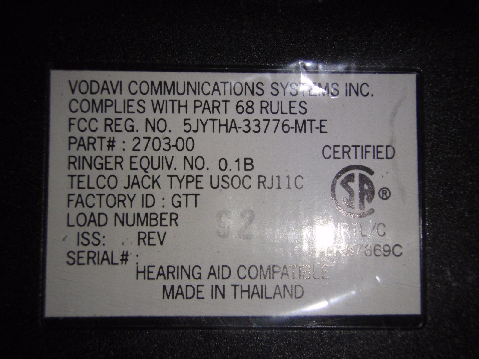 Vodavi Business Office Single Line Phone 2703-00 black | eBay