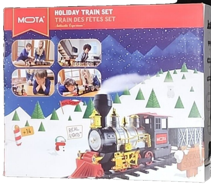 Christmas Holiday Train Set Mota Real Smoke Light Sound NEW IN DAMAGED ...