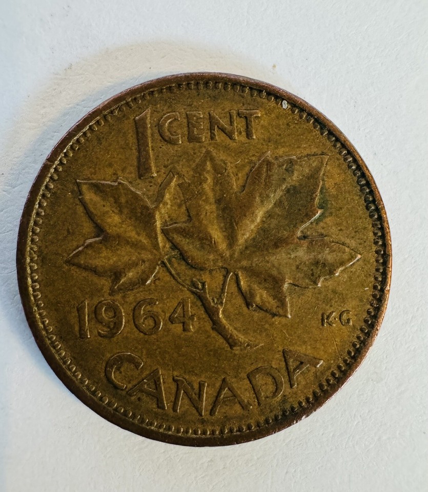 1964 QUEEN ELIZABETH II DEI GRATIA REGINA ONE CENT CANADA COIN GOOD ...
