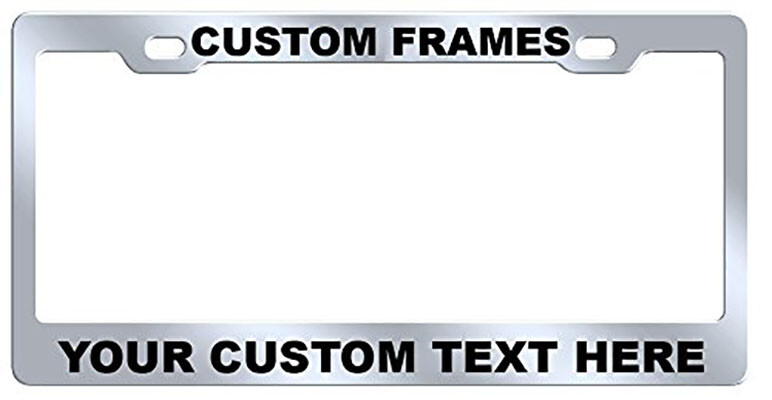 Custom PERSONALIZED Chrome METAL 9 OZ. High Quality License Plate Frame ...