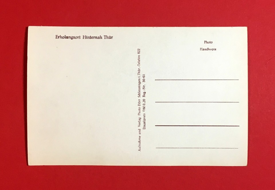 Foto AK HINTERNAH in Thüringen um 1961 Gasthaus Zum Nahetal ( 46007 | eBay