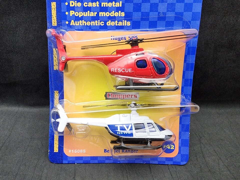 Maisto Road & Track #42 Huges 500 & Bell Jet Ranger Choppers Two Car ...