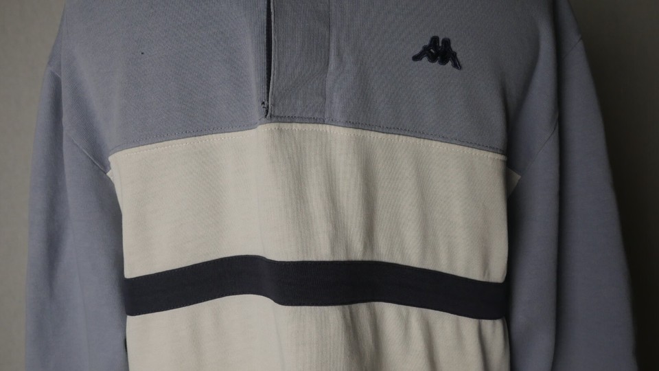 Robe di Kappa VINTAGE MAGLIETTA TSHIRT Blu Azzurra Bianca Righe TAGLIA ...