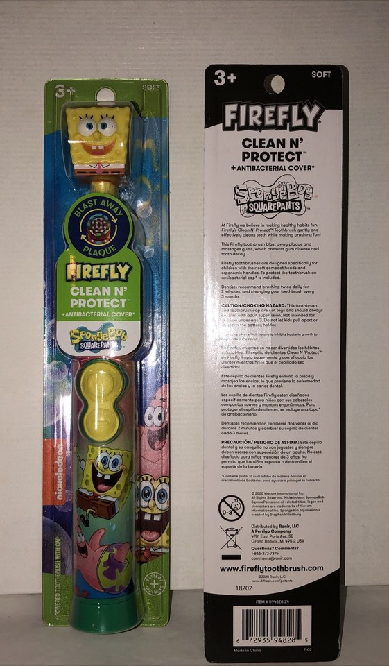 Firefly Clean N' Protect Spongebob Power Toothbrush, 2 Count | eBay