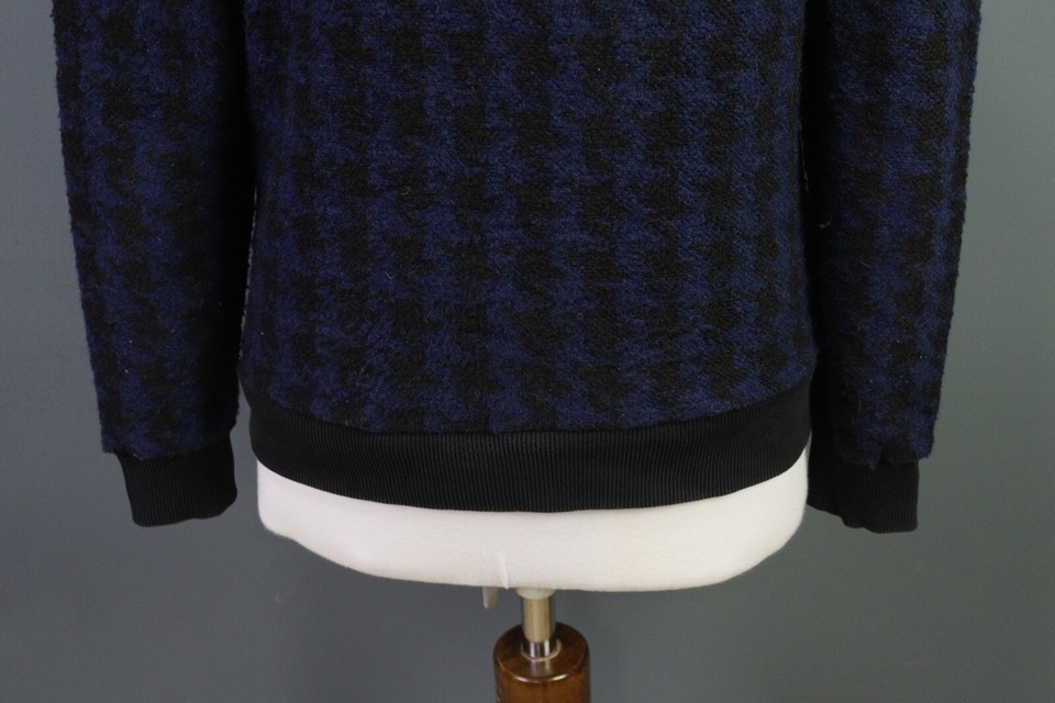 E9 Navy Blue Polyester Textured High Neck Long Sleeve Patch Sweatshirt ...