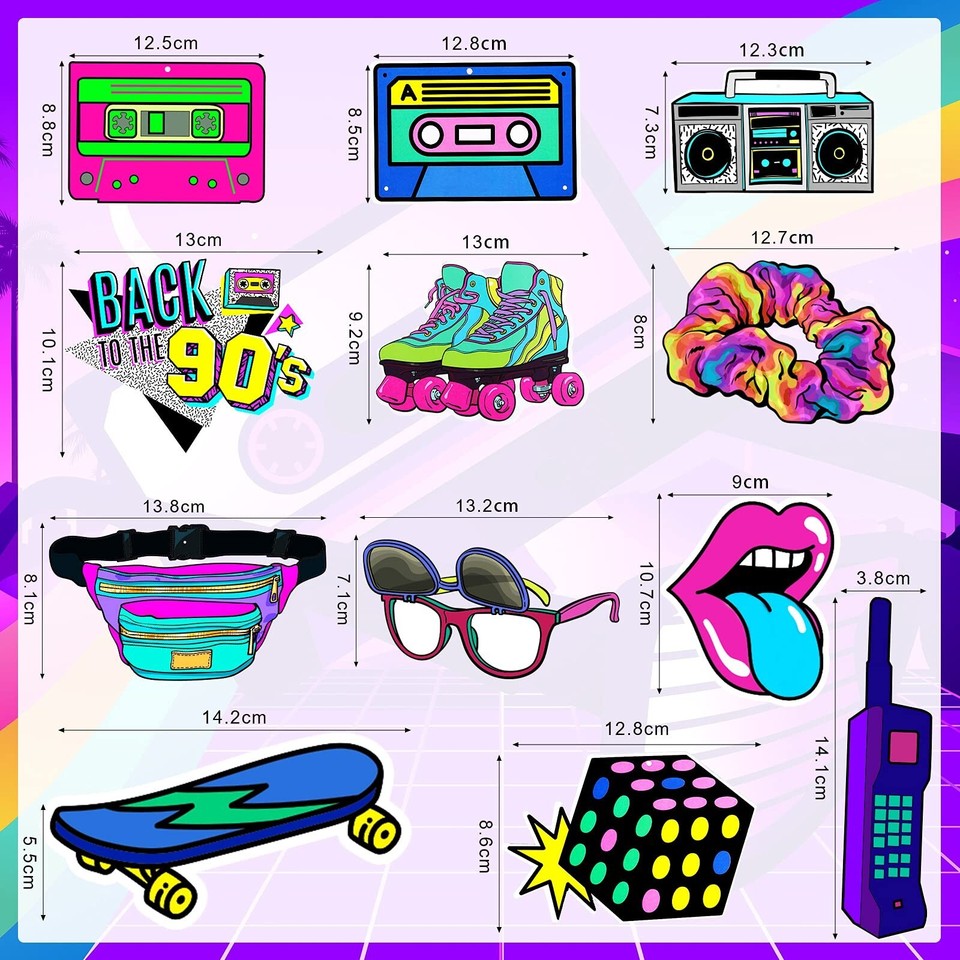 48 Pieces 90s Theme Party Decorations Kit 90s Retro Party Hanging ...