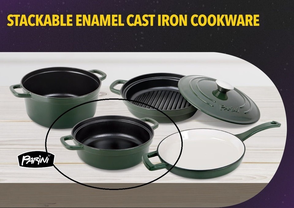 Parini Cast Iron 3qt Dutch Oven Enameled Cookware Non-Stick Durable NEW ...