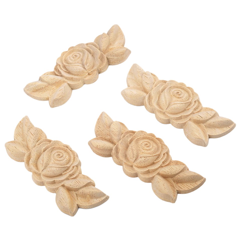 Multi Type Wood Carved Corner Applique Onlay Rose Unpainted Wall ...