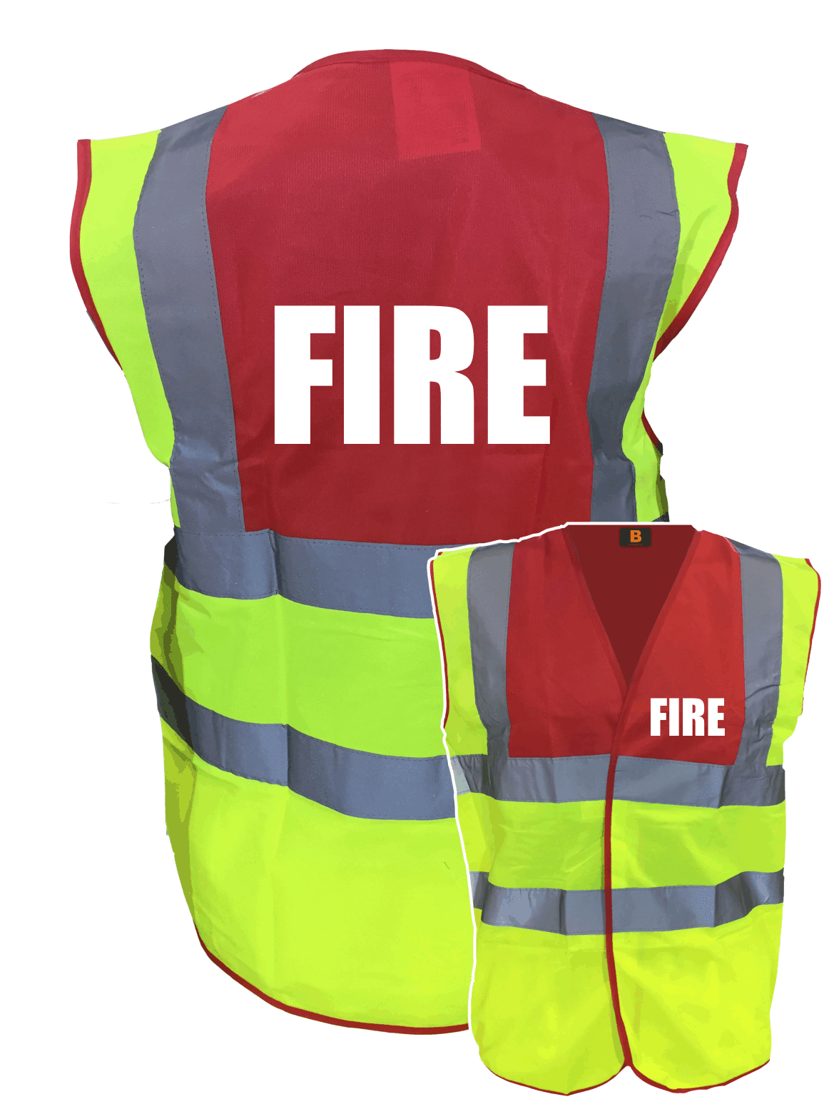 RED YELLOW HI VIS FIRE VESTS FIRE WARDEN, MARSHAL, OFFICER, FIRE TEAM ...