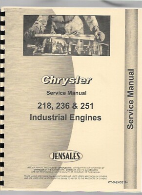 Chrysler 218 218F 236 236F 251 251F Engine Service Repair Manual | eBay