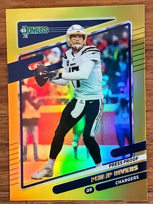 Philip Rivers Chargers 2021 Donruss Press Proof Gold Holo Premium Stock ...