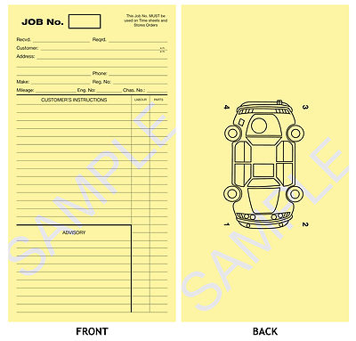 VEHICLE REPAIR JOB CARD CAR REPAIR JOB CARDS JOB SHEET Pack of 50 ...