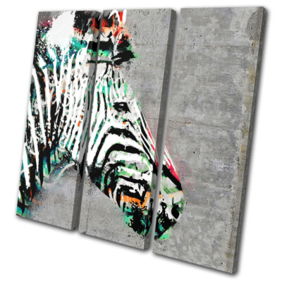 Zebra Graffiti Urban Grunge Grime Animals TREBLE TELA parete arte foto ...