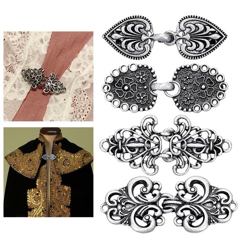 4 Pairs Cloak Clasp Collar Brooch Clip Fasteners for Jackets Shirt ...