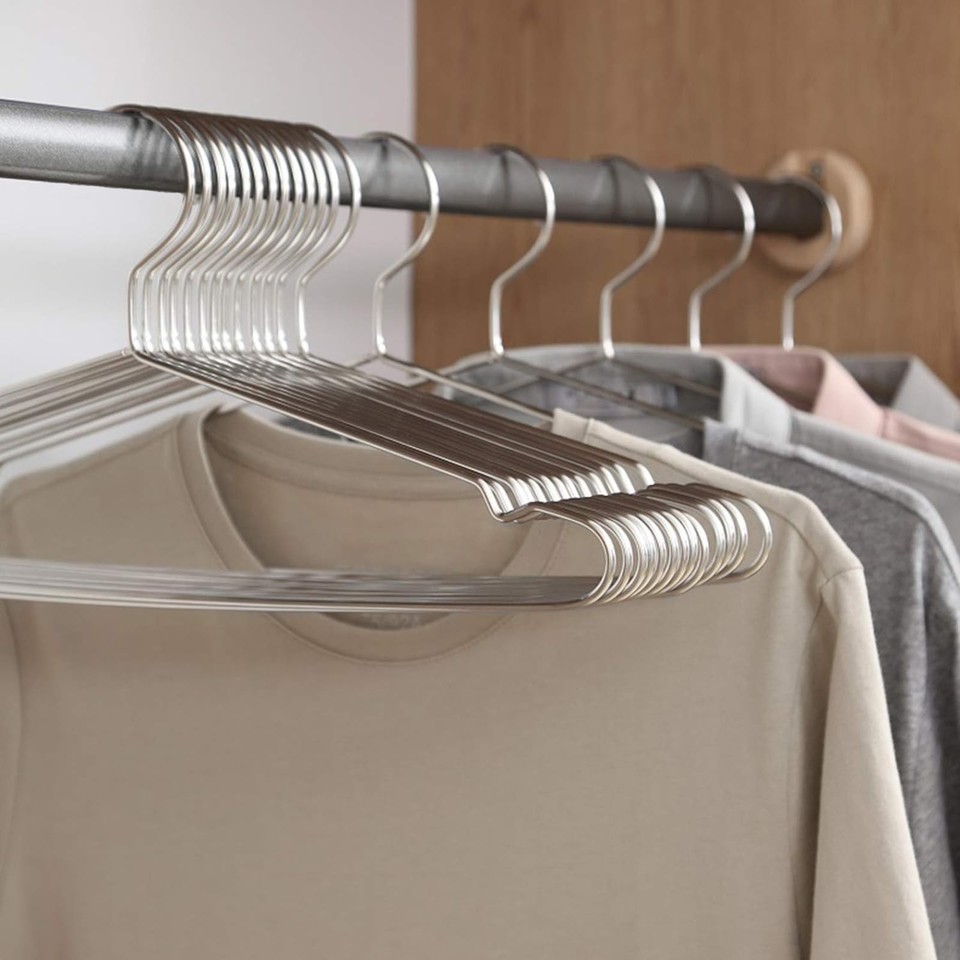 50 Pack Stainless Steel Wire Hangers Metal Coat Hangers Non Slip ...