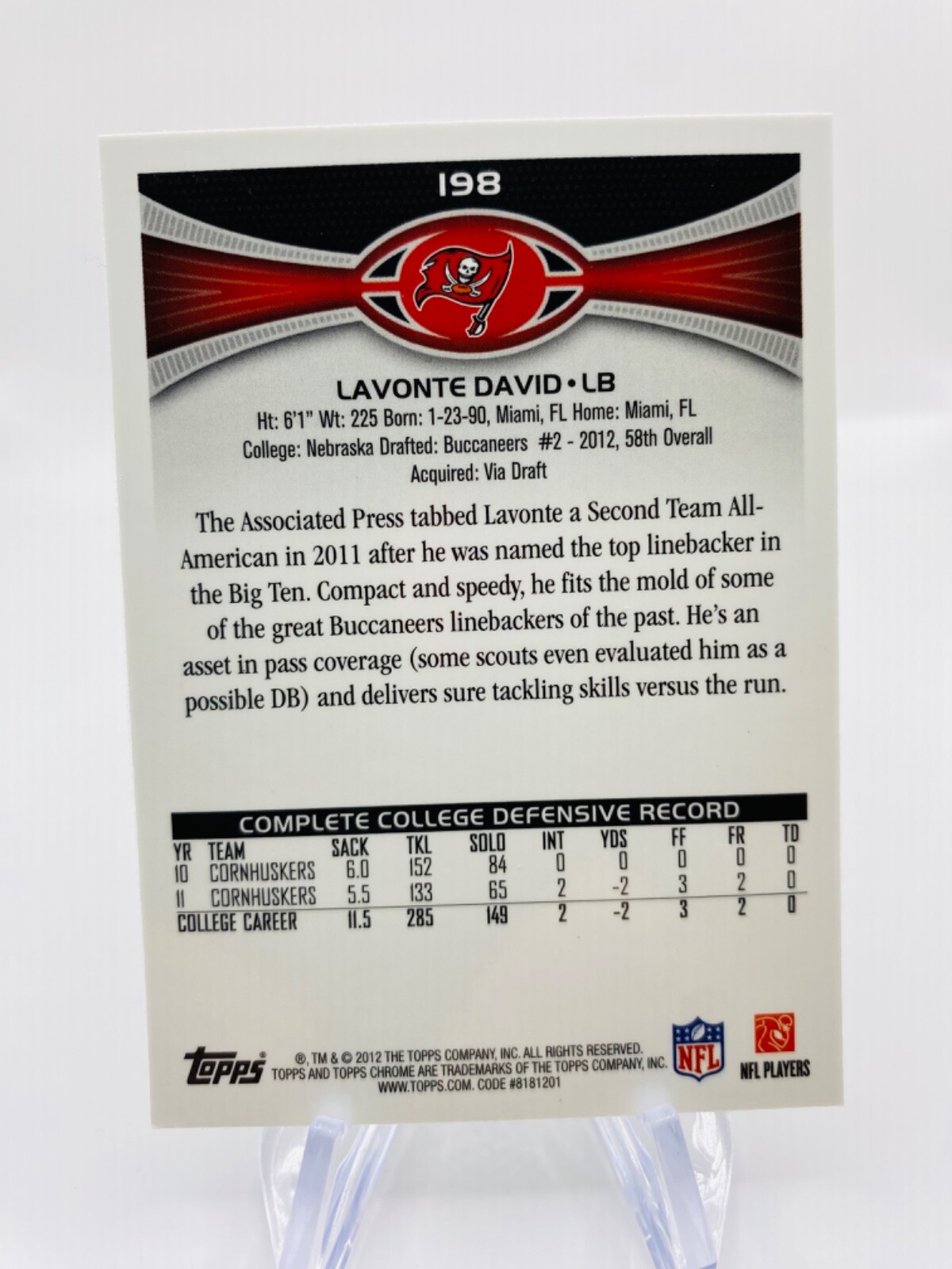 2022 Topps Chrome- Rookie RC- Lavonte David #198- Tampa Bay Buccaneers ...