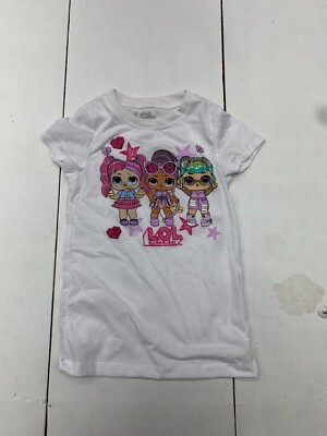 LOL Suprise Girls White Graphic Print Short Sleeve Shirt Size 6 | eBay