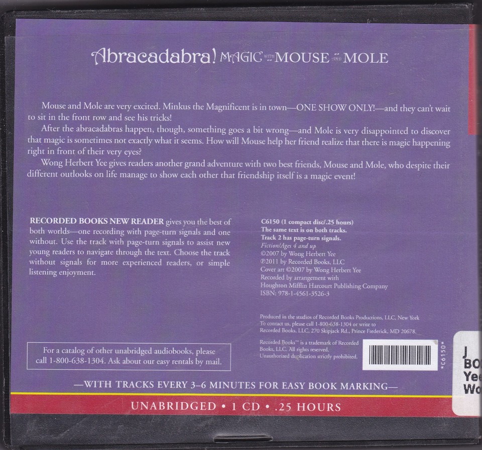 Abracadabra!: Magic with Mouse and Mole by Wong Herbert Yee (2011 CD ...