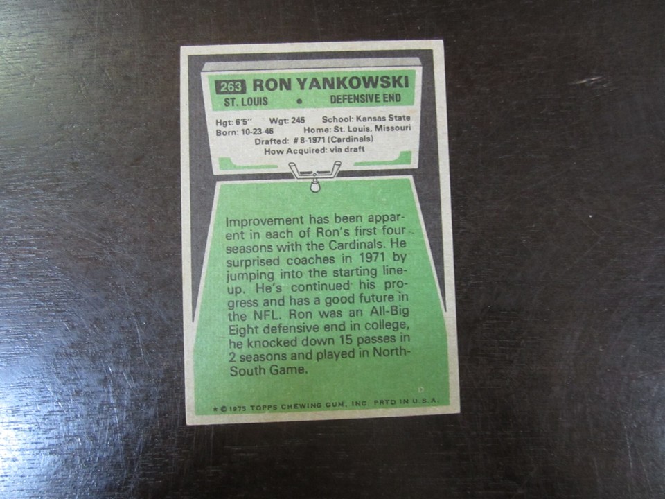 1975 Topps # 263 Ron Yankowski Autograph Signed Auto Card (M2 St Louis ...