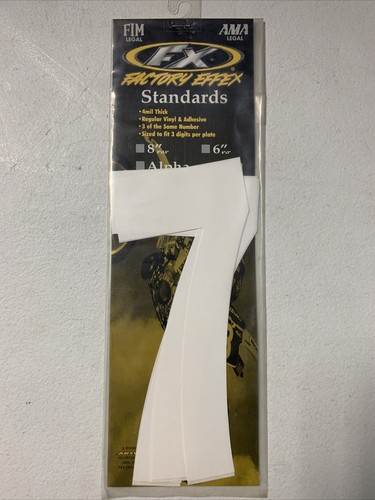 Factory Effex FX 8” #7 standard white number stickers 3 pack 8 inch | eBay