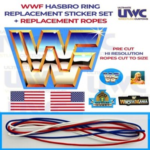 WWF HASBRO RING REPLACEMENT STICKERS & ROPES - SELF ADHESIVE STICKERS ...