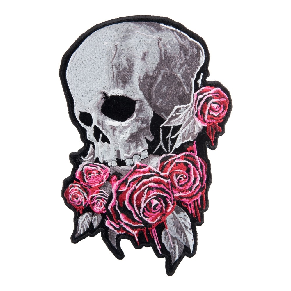 Skull And Bleeding Roses Patch, Ladies Back Patches | eBay