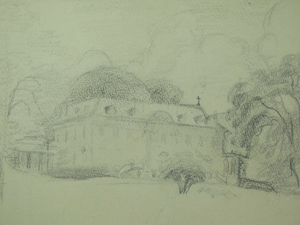 Parc The Grange Geneve Swiss View Drawing Antique Pencil On paper BM53 ...