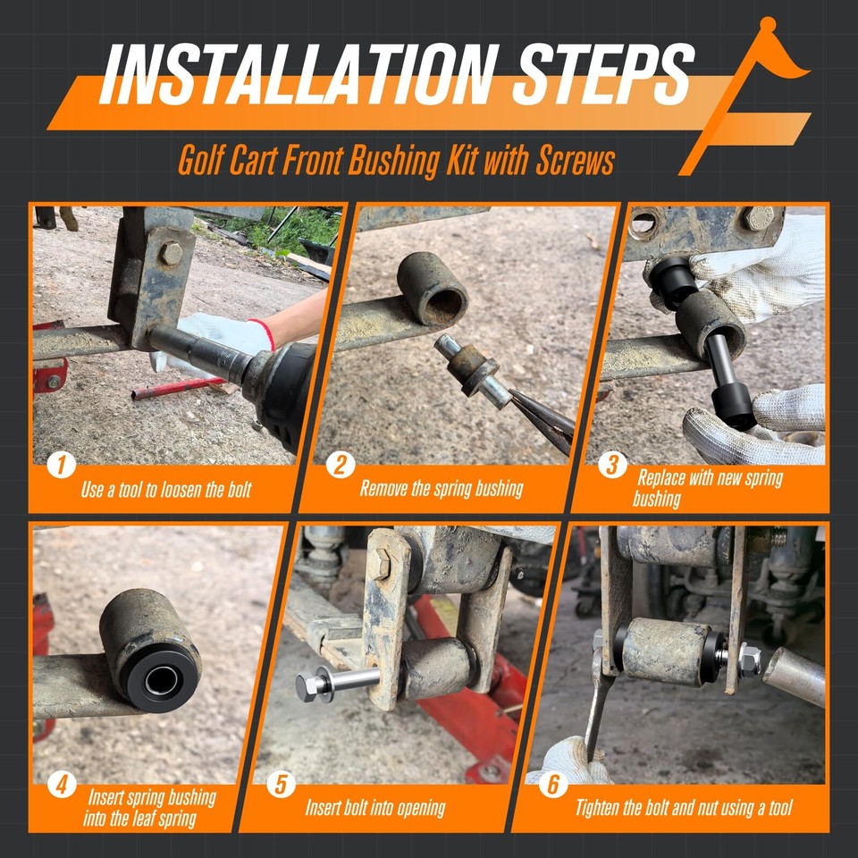 Club Car Front Bushing Kit with Screws Fits 2004-Up Precedent Carts ...