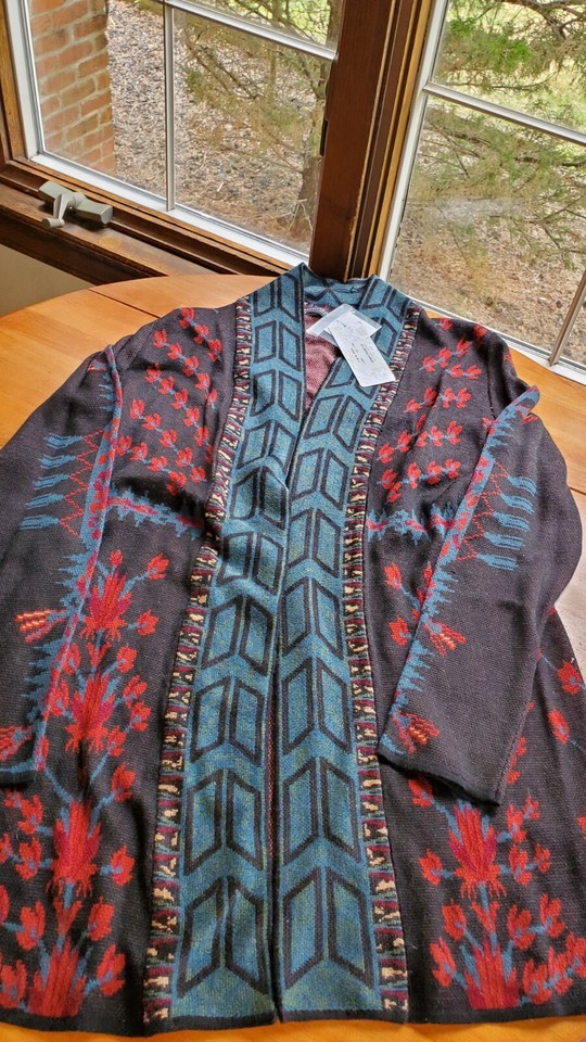 Peruvian Connection Pima Cotton Turkoman Knit Cardigan L Open Front ...
