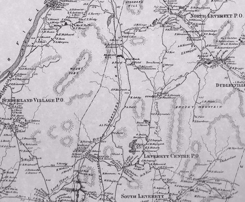 Sunderland Leverett MA 1871 Map with Homeowners Names Shown | eBay