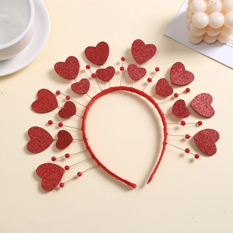Valentine s Day Heart Headwear Glitter Headband Festive Head Bopper for ...