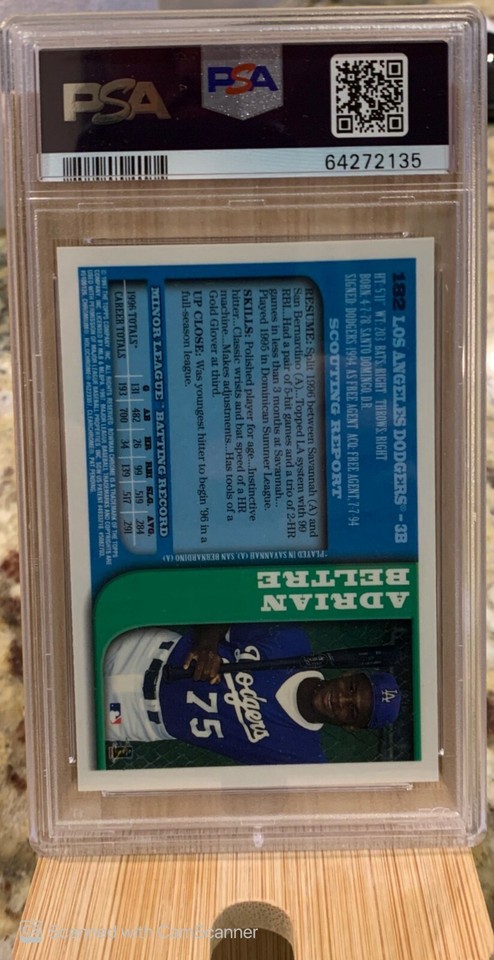 1997 Bowman Chrome #182 ADRIAN BELTRE ROOKIE CARD RC PSA 9 MINT FRESH ...