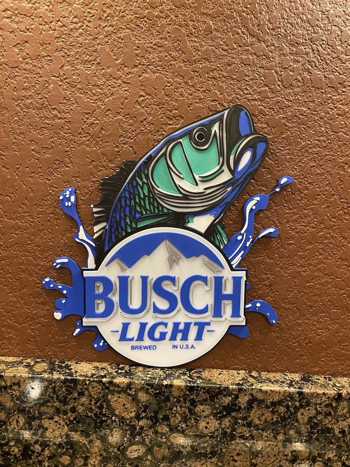 Busch Light Fish Beer Sign Mancave Wall Decor Rare Coor Beer Sign 8.5 X ...