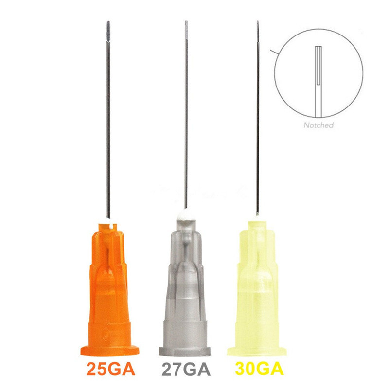 100pcs Dental 25GA Plain Ends Notched tips Irrigation needle tip Endo ...