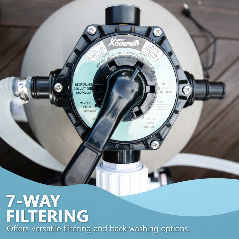 XtremepowerUS 19" Sand Filter Above Ground Pool w/ 1.5HP Pump for 18000 ...