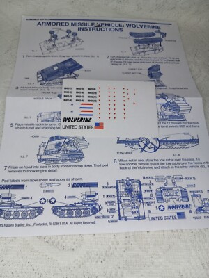 Gi Joe 1983 Wolverine Tank Stickers, Custom New Sticker Sheet, Renew ...