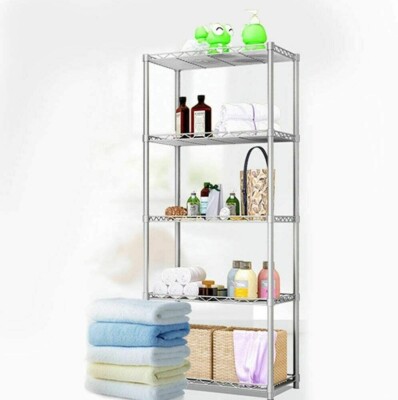 5 Tier Silver Metal Storage Rack Shelving Wire Shelf Kitchen Shelves ...