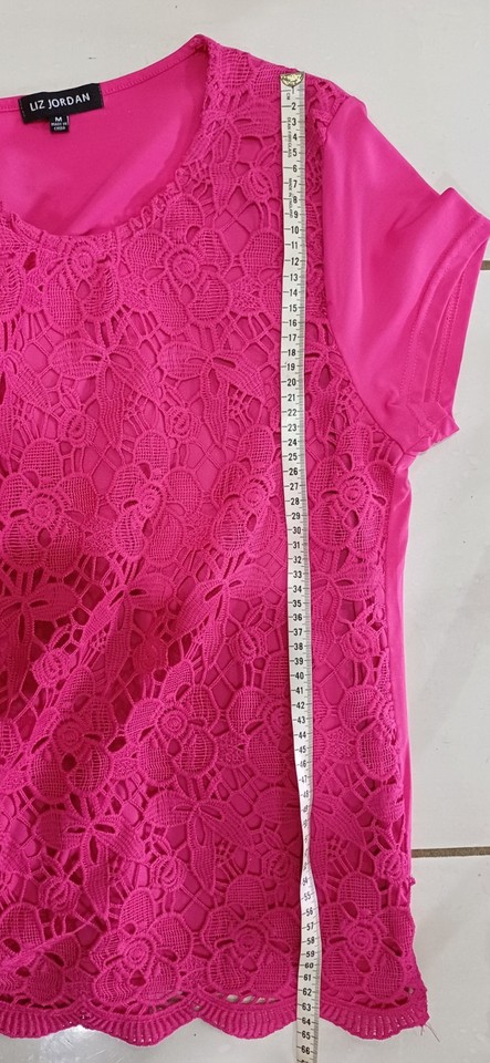 Liz JORDON Medium Pink Top Guipure Front Stretch Material Back | eBay ...