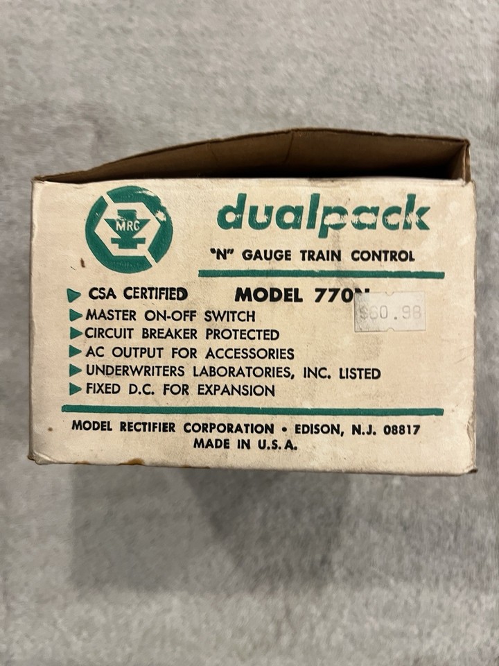 Model Rectifier Corp. Dual Pack Model 770 N Guage Train Control ...