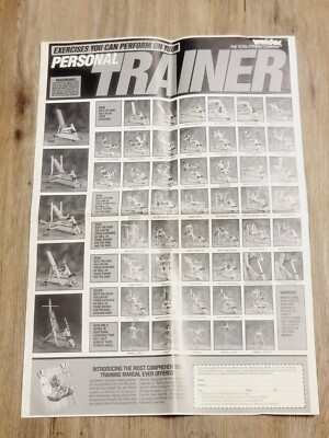 Vintage Large Weider Personal Trainer Poster Weight Training Exercises ...