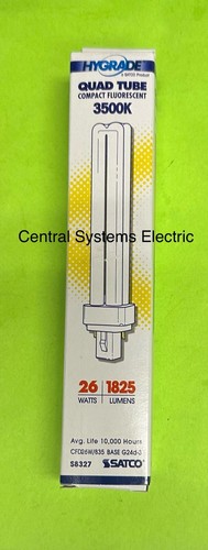 SATCO S8327 26W CFL 3500K 2-PIN G24D-3 BASE DOUBLE TUBE FLUORESCENT ...