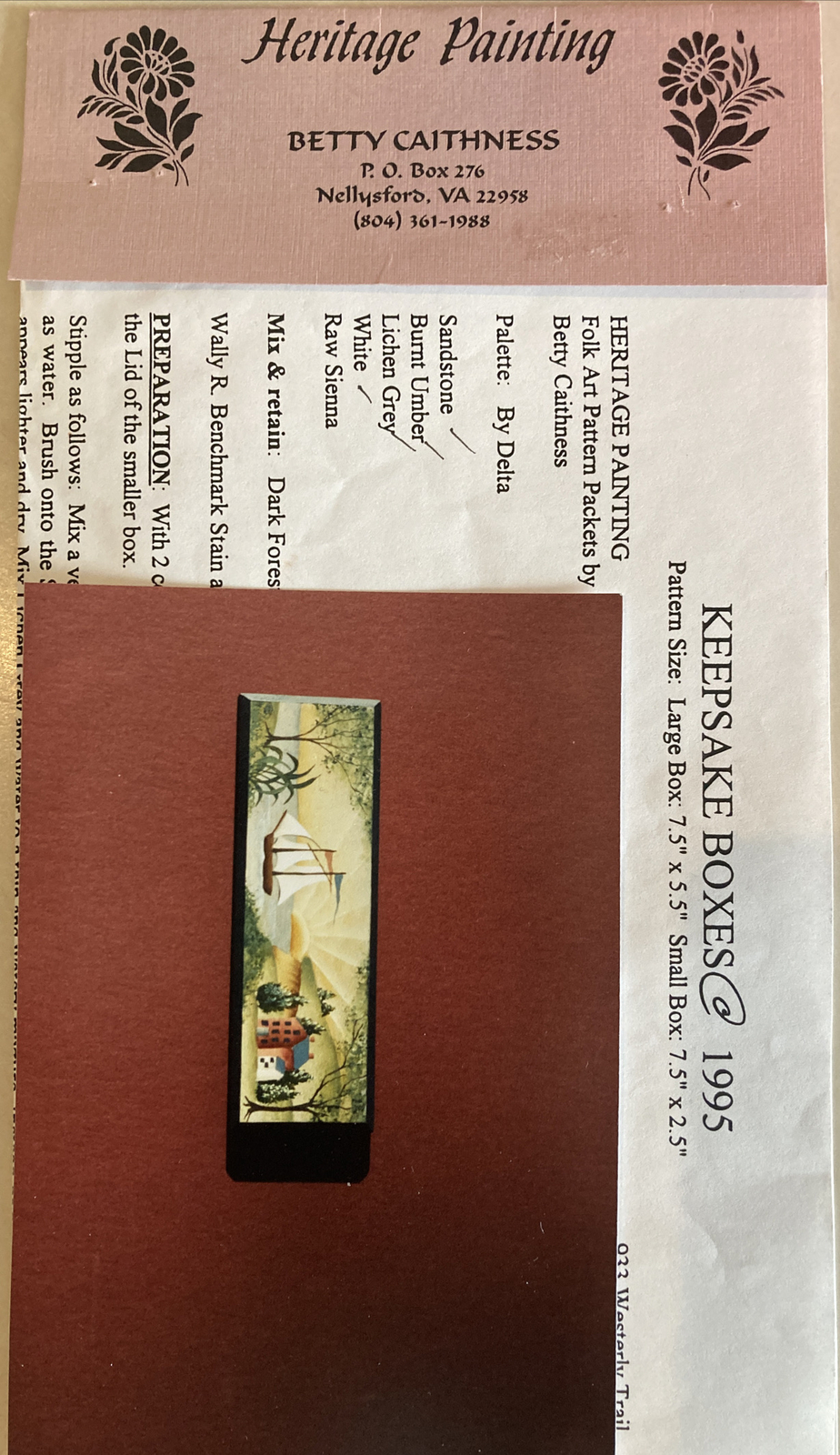 Vintage 1995 Tole Pattern Packet: Keepsake Boxes by Betty Caithness | eBay