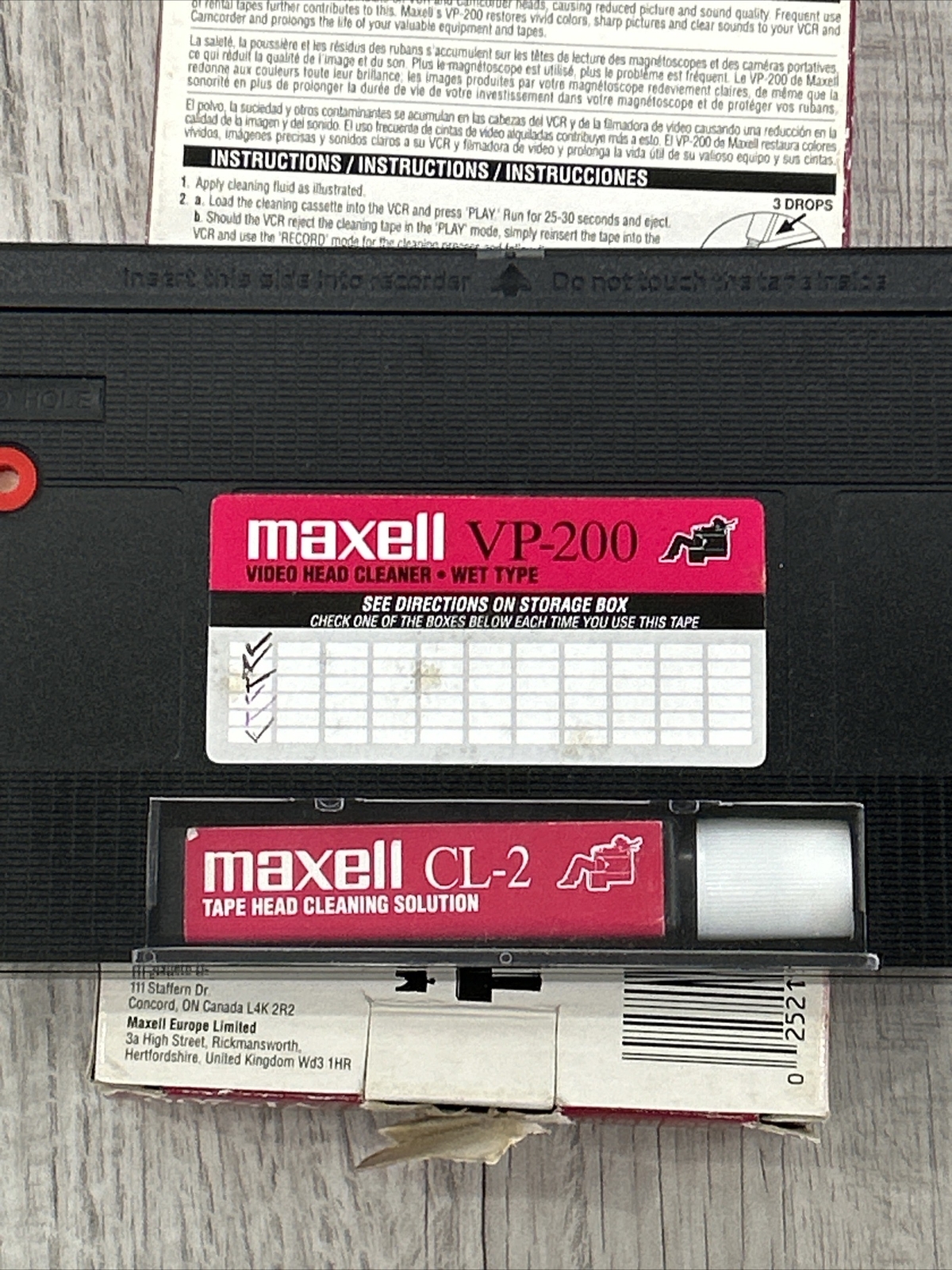 Maxell Premium VCR Head Cleaner Wet Type VHS VP-200 Fluid Vintage Tape ...