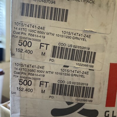 NEW 1015/14T41-24E 14 41TC 105C 600V MTW 1015/1230 GRN/YEL | eBay