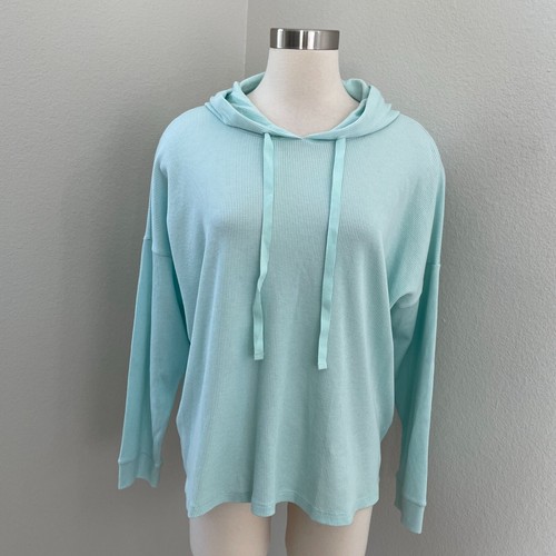 Eileen Fisher Womens XL Cozy Waffle Knit Hooded Top Boxy Fit Pullover Mint | eBay