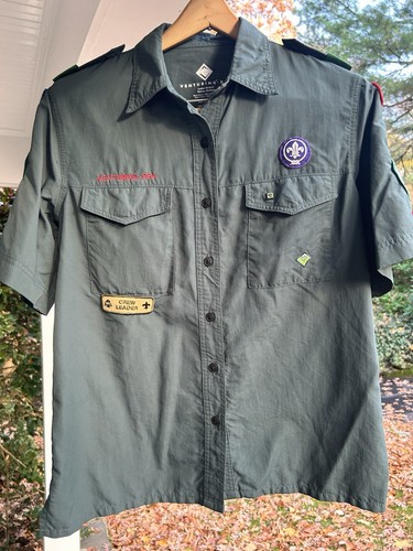 BSA Venturing Women’s Uniform Shirt Ladies Medium Green Short Sleeve w ...