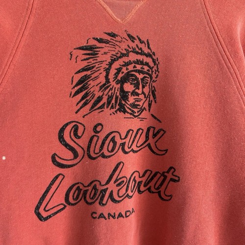50s Flock Print Salmon Native American Sioux Lookout Canada Sweat Size ...