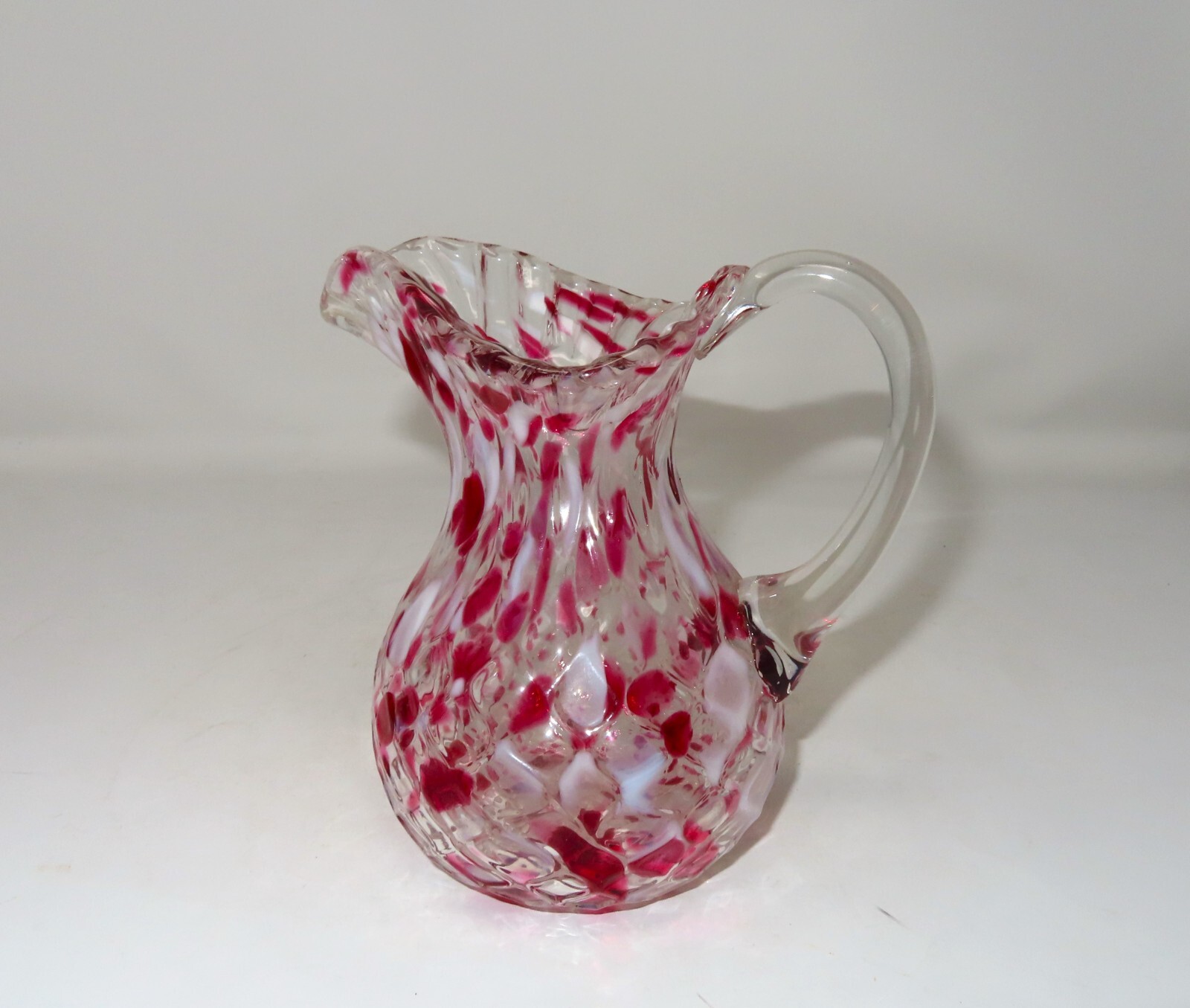 Antique Hand Blown Spatter Glass Pitcher by Hobbs Brockunier in Ruby ...