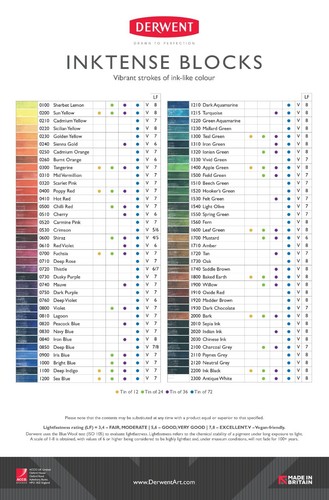 Derwent Inktense Water-Soluble Artists Colour Ink Blocks - 72 Colours ...